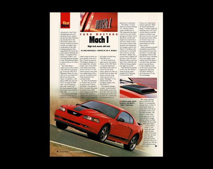 2003 Ford Mustang GT Mach 1 Original Magazine "first Drive" Preview ...