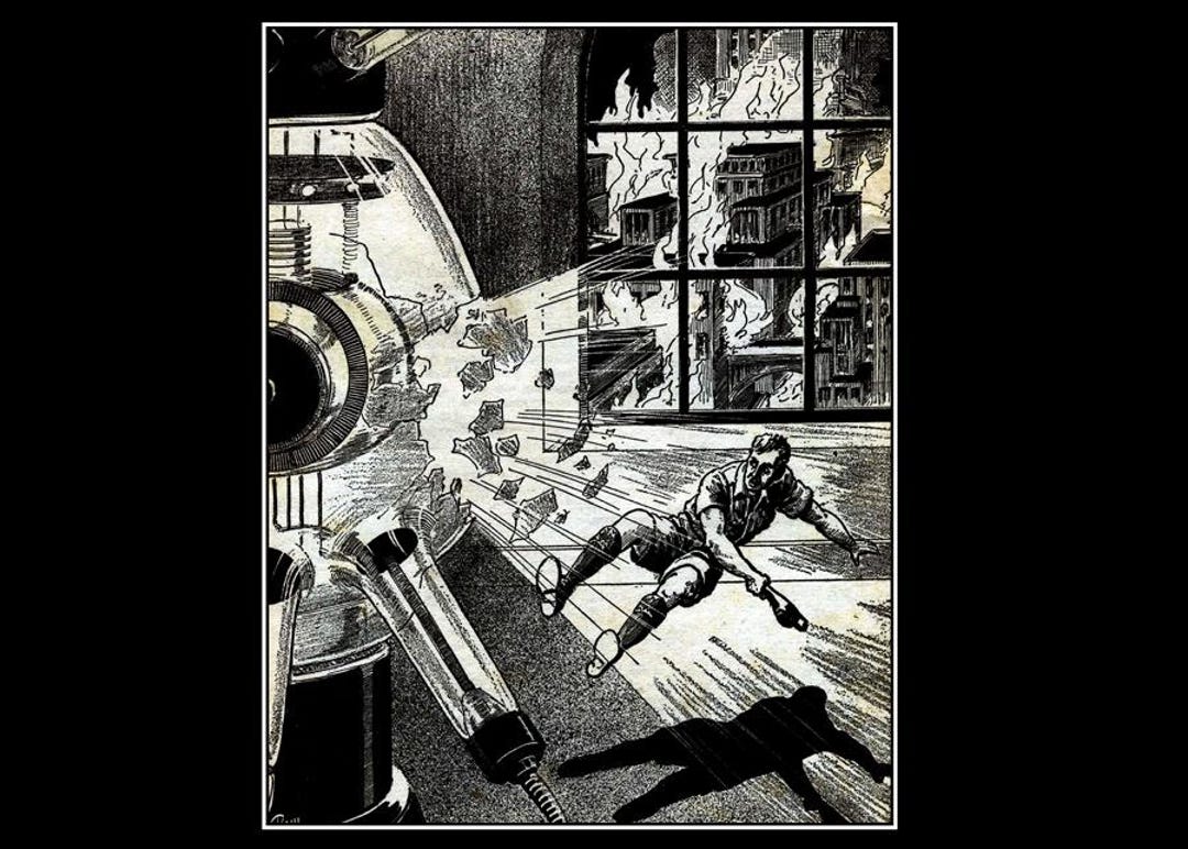 1932 Science Fiction Pulp Magazine Outer Space Illustration Art Poster ...
