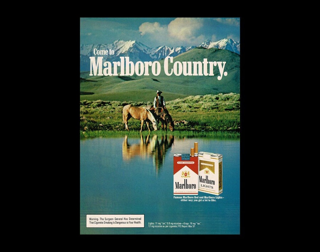 12 Vintage Marlboro Cigarettes Marlboro Man Original Magazine Ads One ...