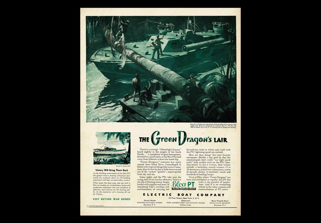 1944 Navy PT Boats World War 2 Original Magazine Ad: Electric Boat ...