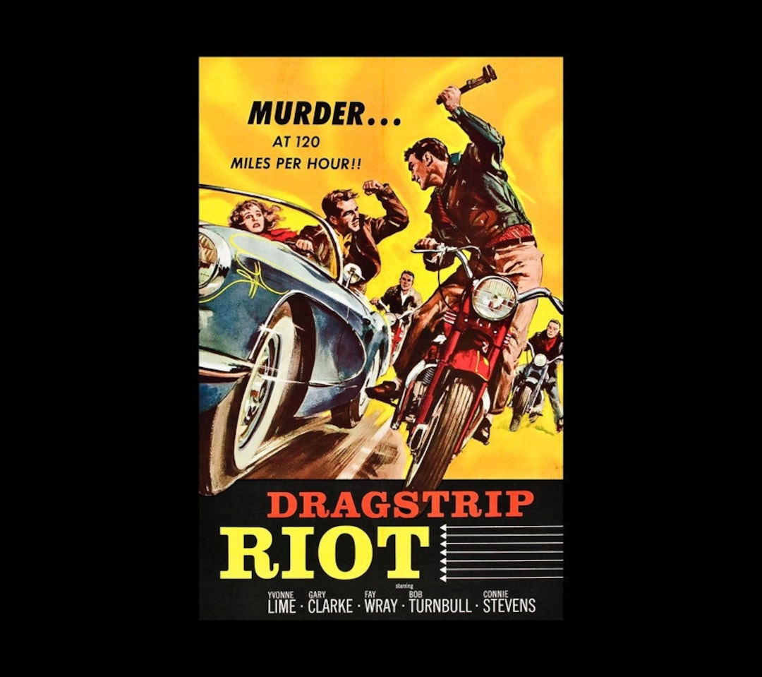 Drag Strip Riot - 1950's Hot Rod "b" Movie Retro Design Art Print - Etsy