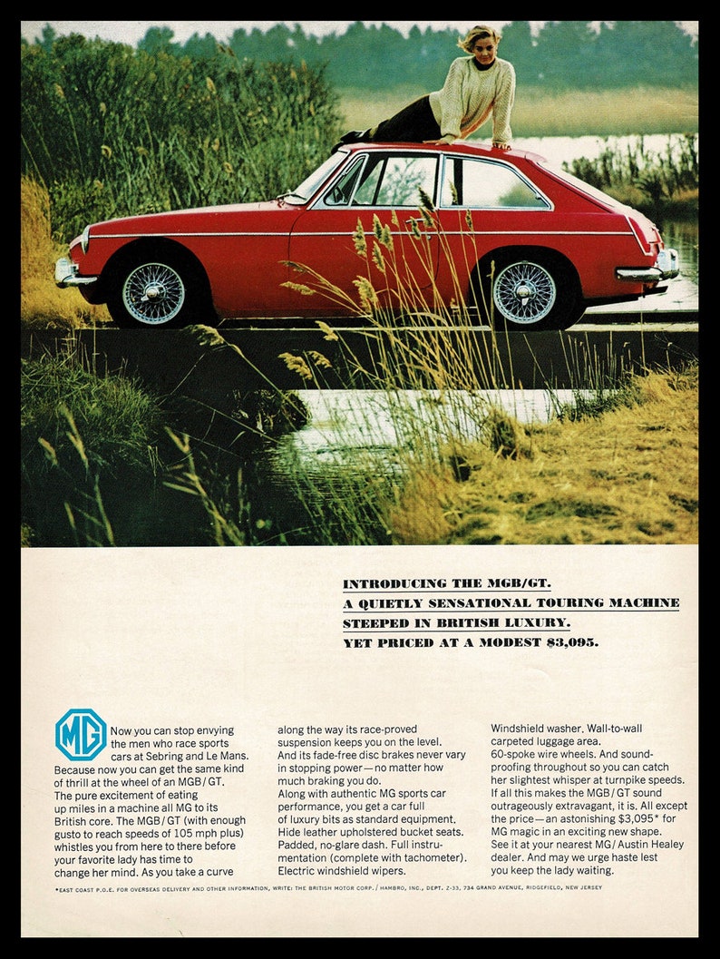 1966 MG MGB GT Original Magazine Ad - Etsy