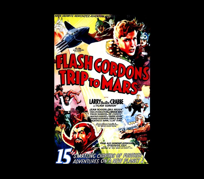 1938 Flash Gordon "trip to Mars" Science Fiction Movie Serial Poster ...