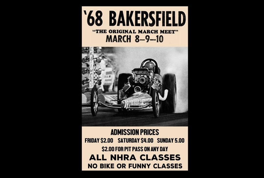 1968 Bakersfield California Vintage Drag Racing Poster Print - Etsy