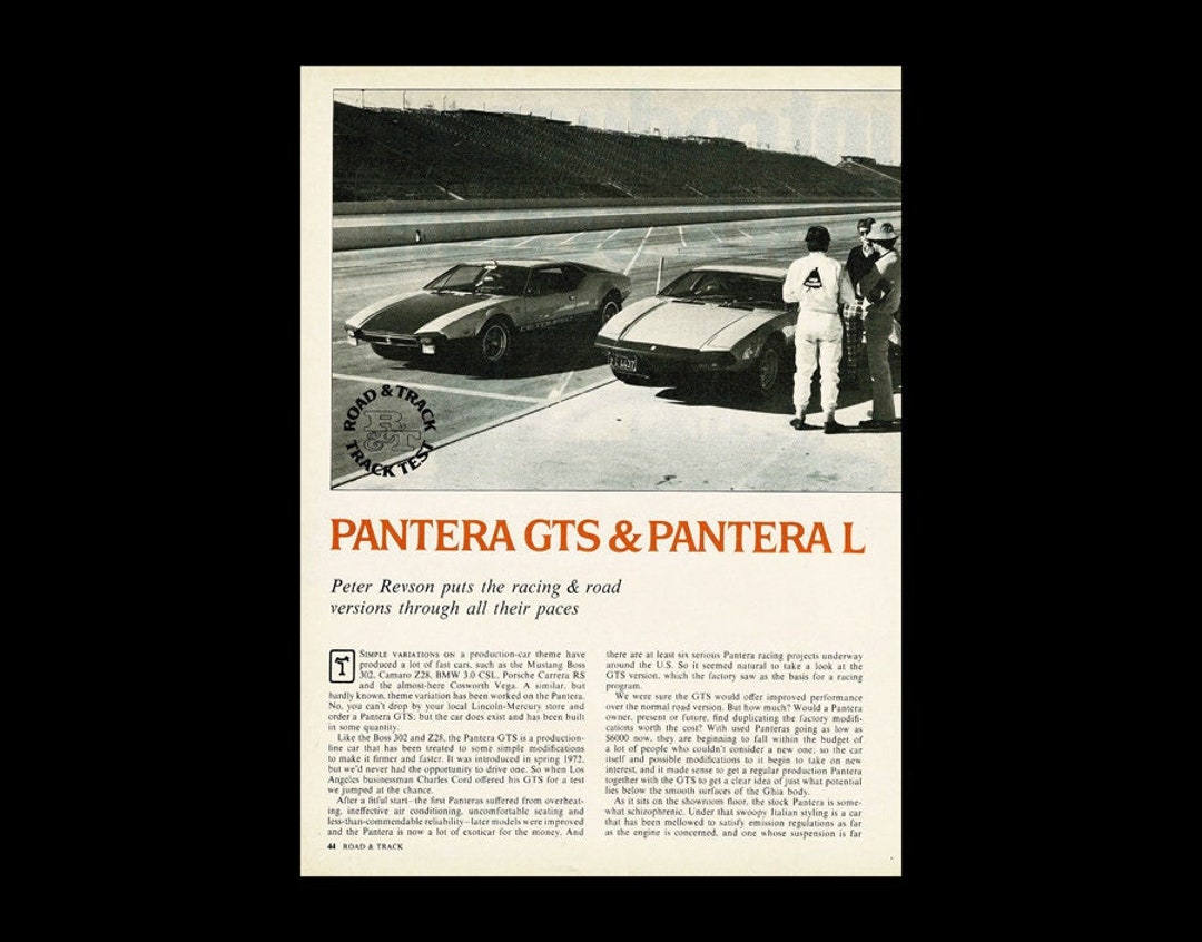 Pantera GTS Race Car and Pantera L Original Magazine Road & Race Track ...