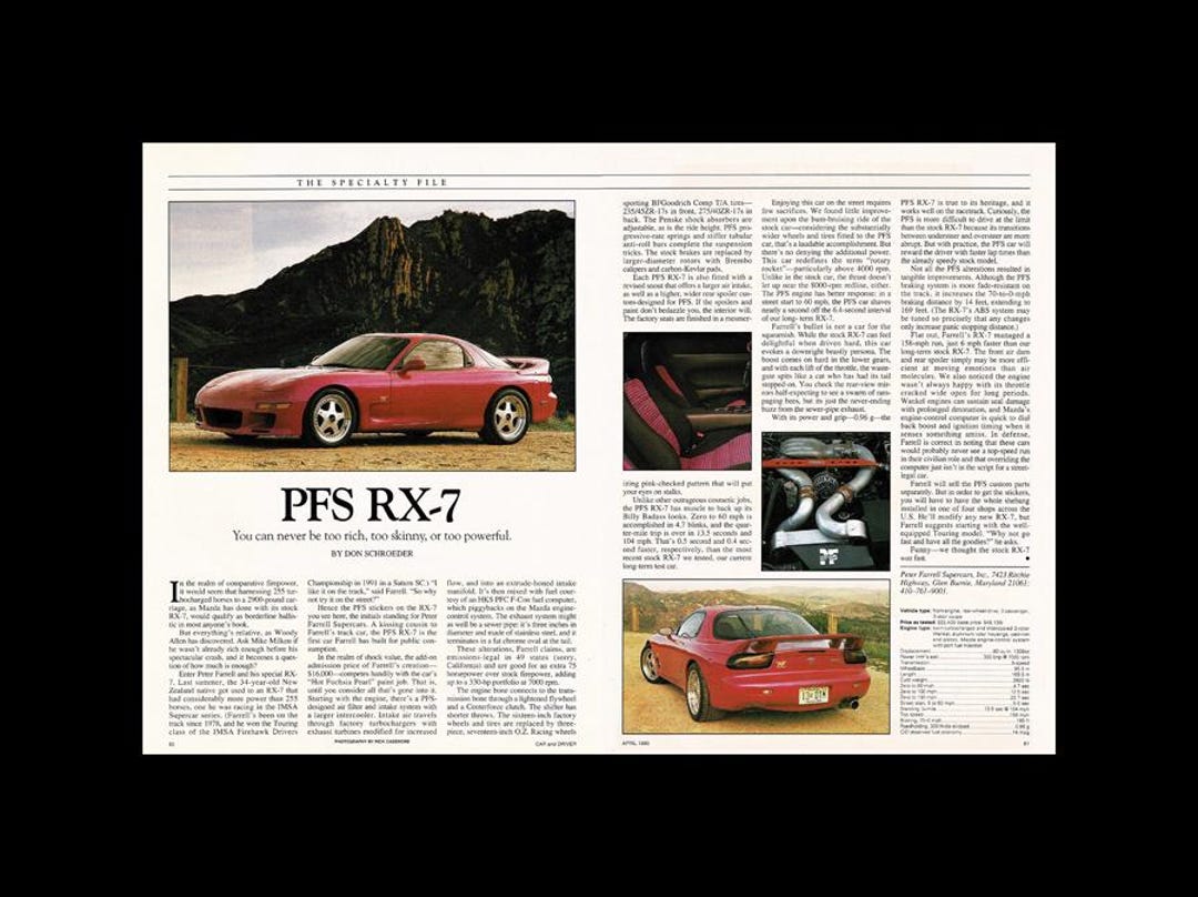 1993 Mazda RX7 Original Magazine Preview Test - PFS Performance Tuning ...