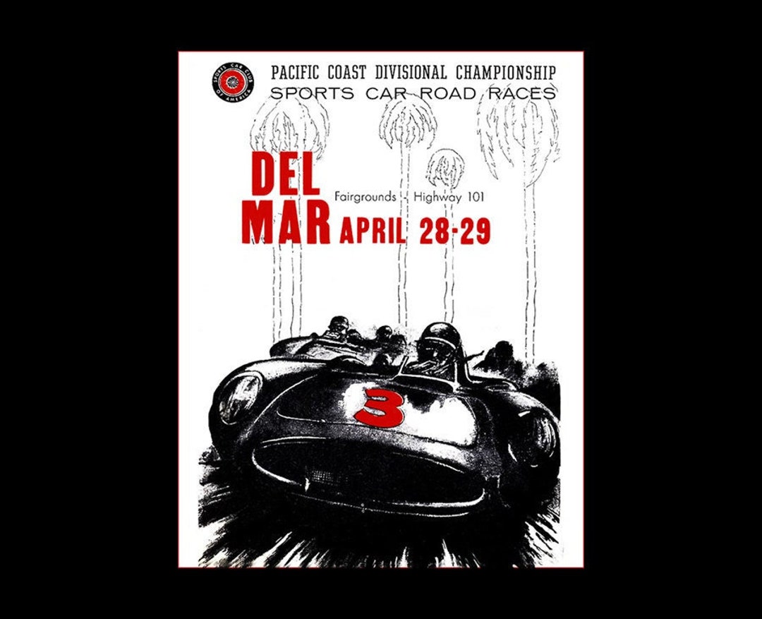 1964 Del Mar California Sports Car Racing Poster Print - Etsy