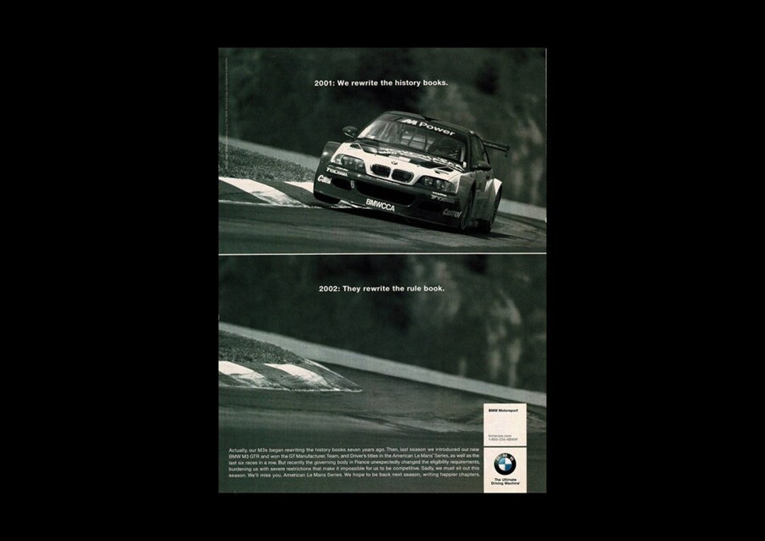 2002 BMW M3 Race Car Original Magazine Ad - Etsy