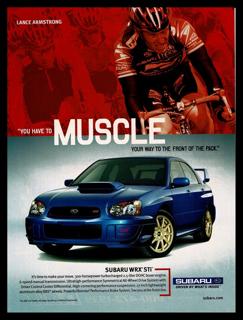 2003 Subaru WRX Sti Original Magazine Ad - Lance Armstrong Featured - Etsy