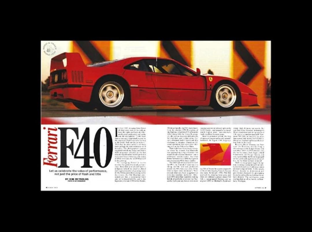 Ferrari F40 Original Magazine Ads & Road Test 3 Item Special Sale Price ...