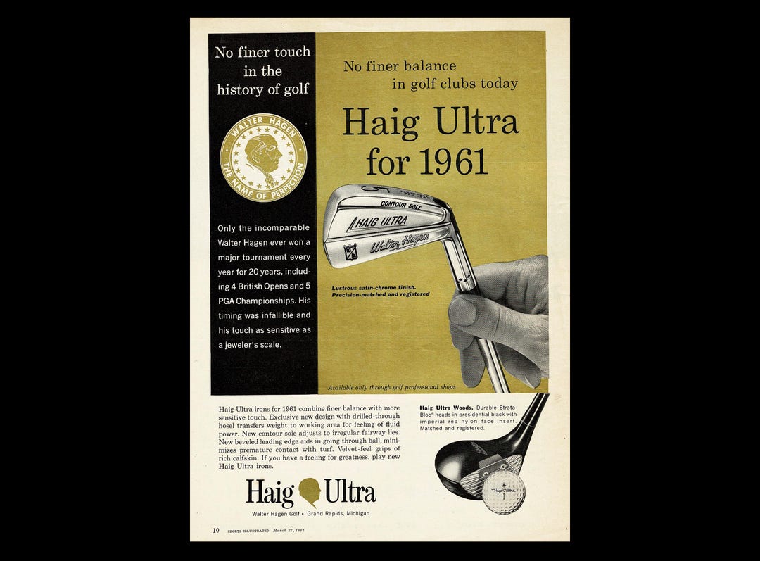 1961 Haig Ultra Golf Clubs Original Magazine Ad - Etsy