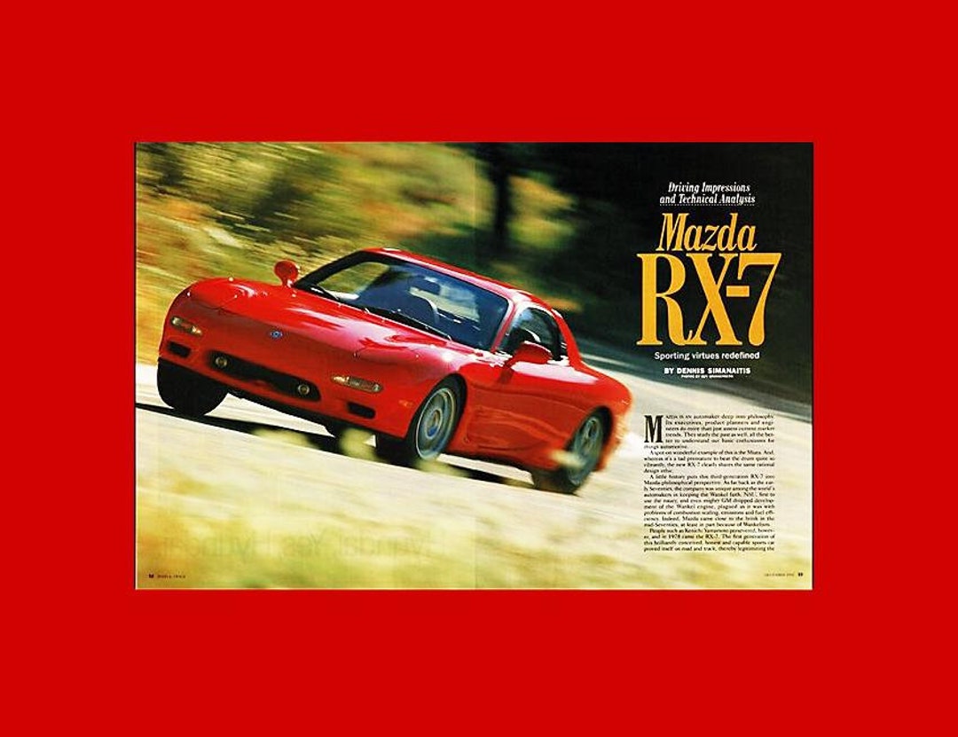 1992 Mazda RX7 Original Magazine Road Test - Etsy