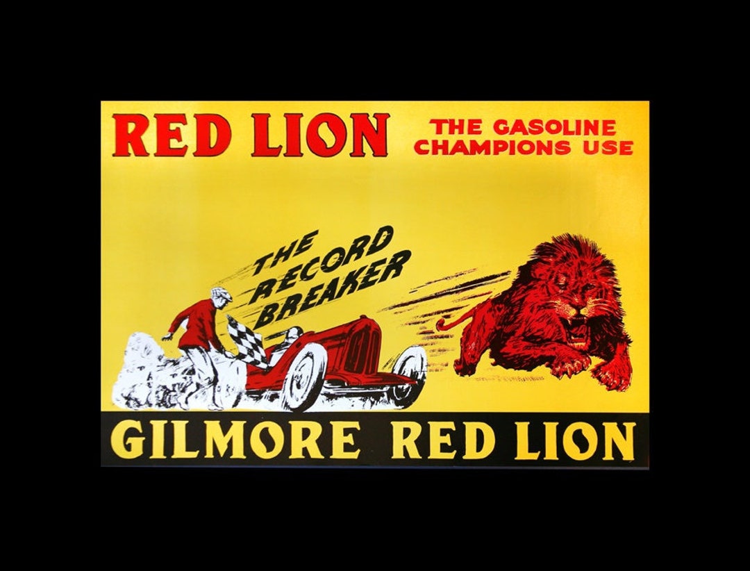 1939 Gilmore Red Lion Gasoline Vintage Auto Racing Poster Print - Etsy