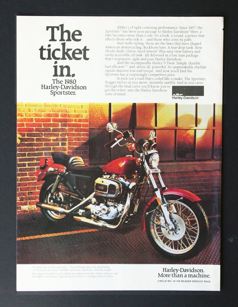 Harley Davidson Sportster Motorcycle Original Retro Magazine - Etsy