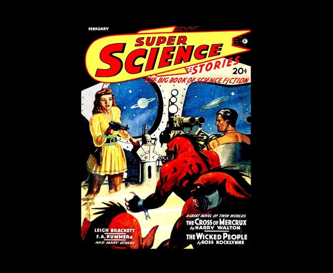 1940s Super Science Fiction Stories Pulp Magazine Cover Poster Print