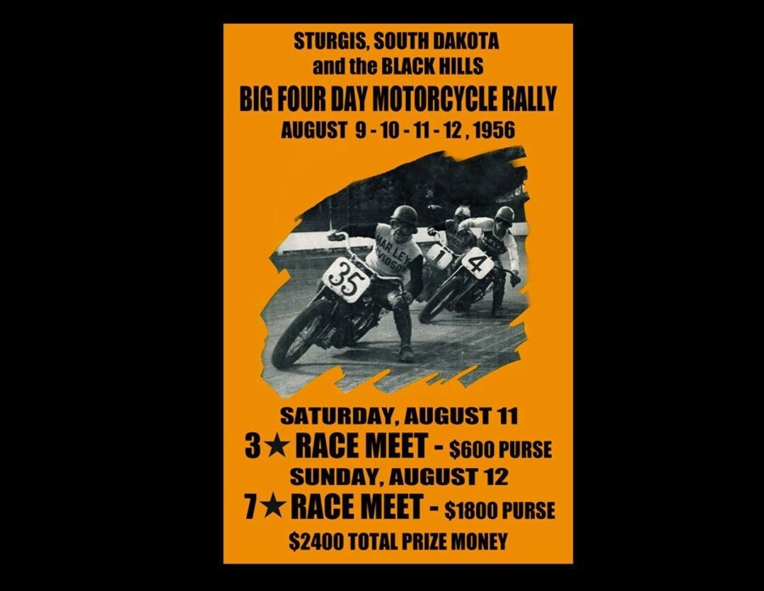 1956 Sturgis South Dakota Motorcycle Rally & Racing Poster Art Print - Etsy