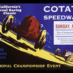 1922 Cotati Speedway California Vintage Auto Racing Poster Print - Etsy