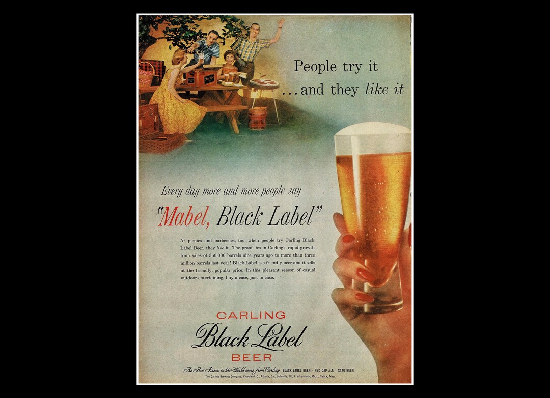 1950's Carling Black Label Beer Original Magazine Ad: Home Bar Decor - Etsy