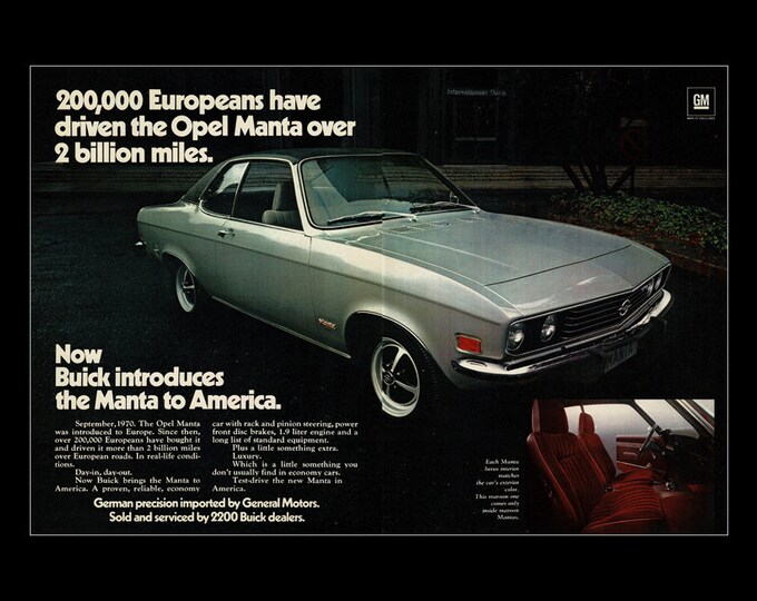 1975 Opel Manta Original Magazine Ad - Closeout Sale Pricing - Etsy