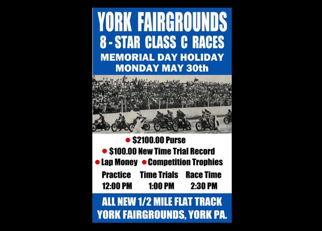 1966 York Pennsylvania Fairgrounds Motorcycle Racing Poster Art Print ...