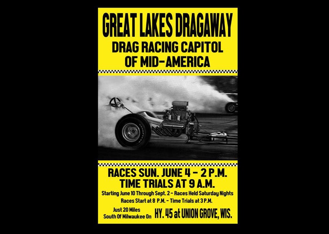 1960's Great Lakes Dragaway Drag Strip Vintage Drag Racing Poster Print ...