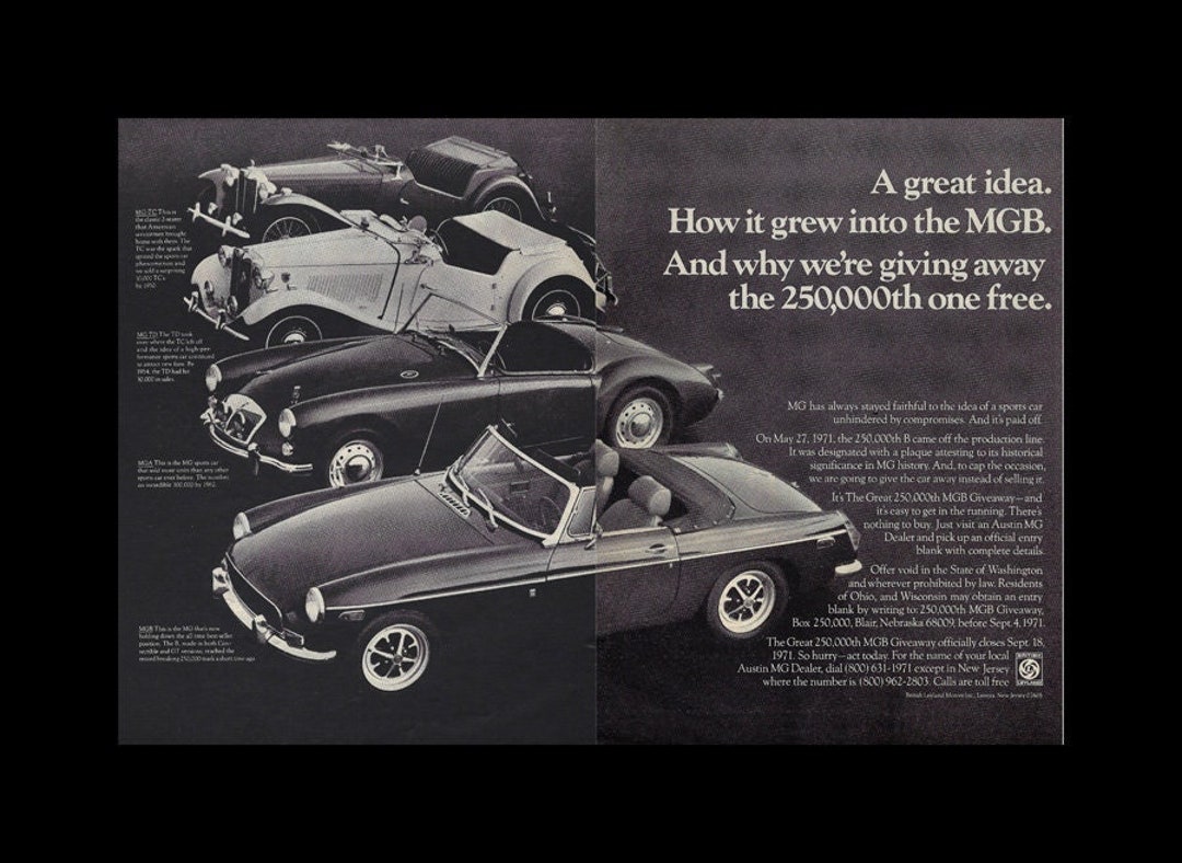 1971 MG MGB Original Magazine Ad MGA & T Series Featured - Etsy