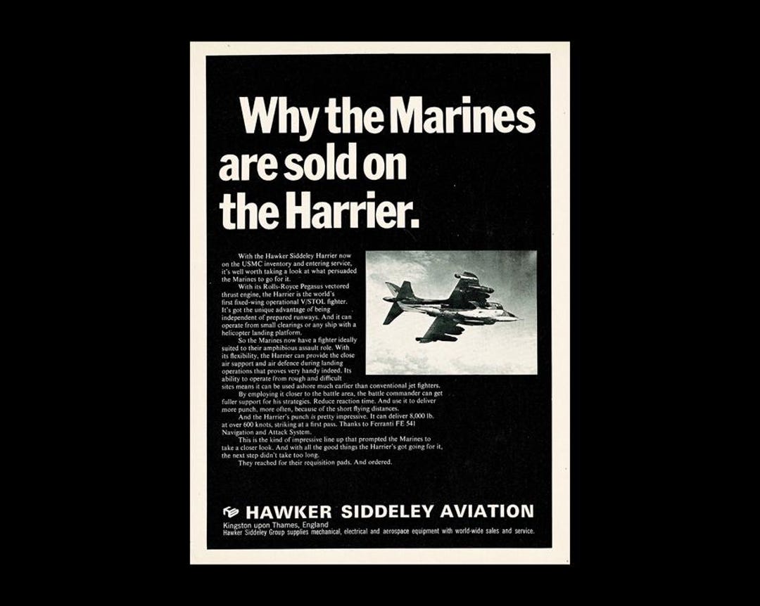 1971 Hawker Harrier Fighter Aircraft Original Magazine Ad - U.S ...