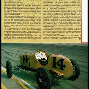 1928 Miller 91 Indy 500 Race Car Magazine Feature Article - 1985 ...