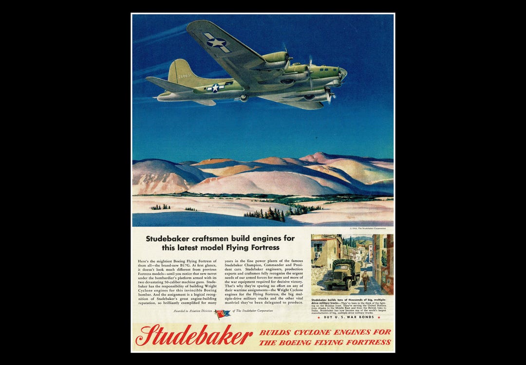1944 Boeing B17 Flying Fortress World War 2 Bomber Original Magazine Ad ...