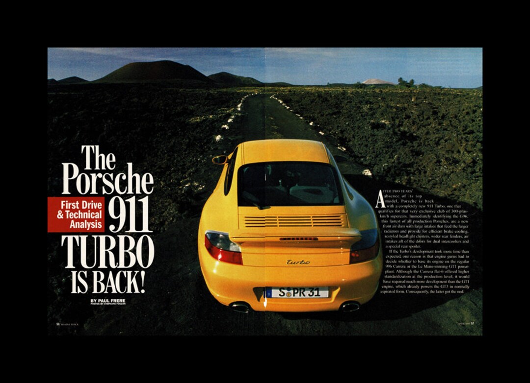 2000 Porsche 911 Turbo Original Magazine Multi-page Tech Article / Road ...
