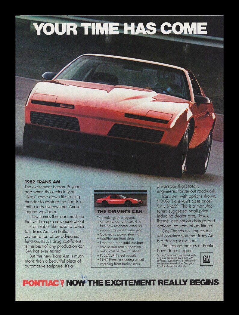 1982 Pontiac Firebird Trans-am Original Retro Magazine Ad - Etsy