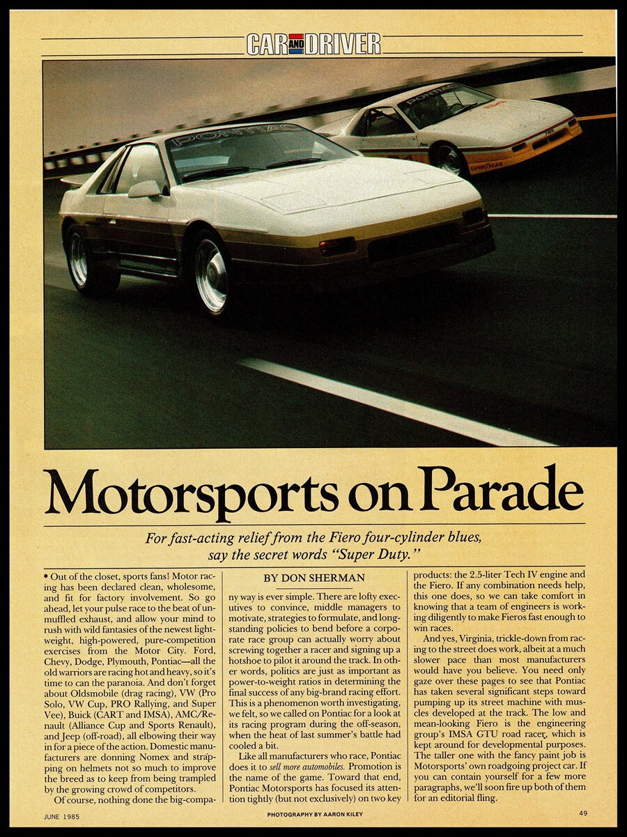 1985 Pontiac Fiero GT Race Car Original Magazine Race Track - Etsy
