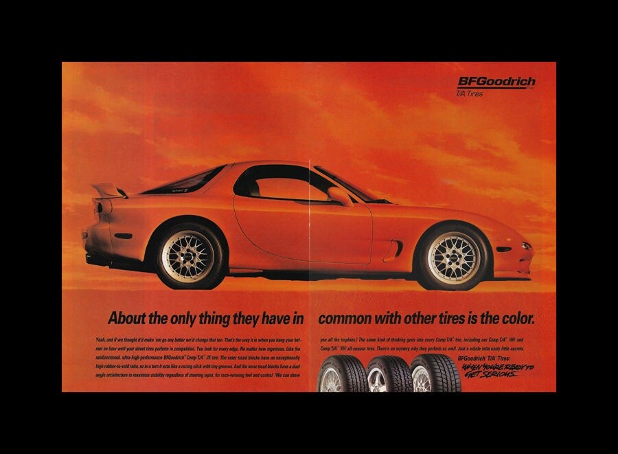 Advertisements Pirelli Tires 1993 Mazda RX7 Original Retro Magazine Ad ...
