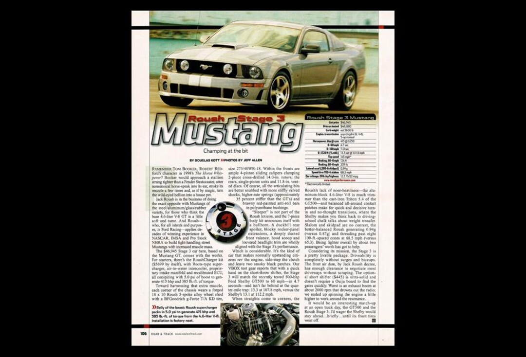 2000's Ford Mustang GT Roush Stage 3 Original Magazine Mini Road Test ...