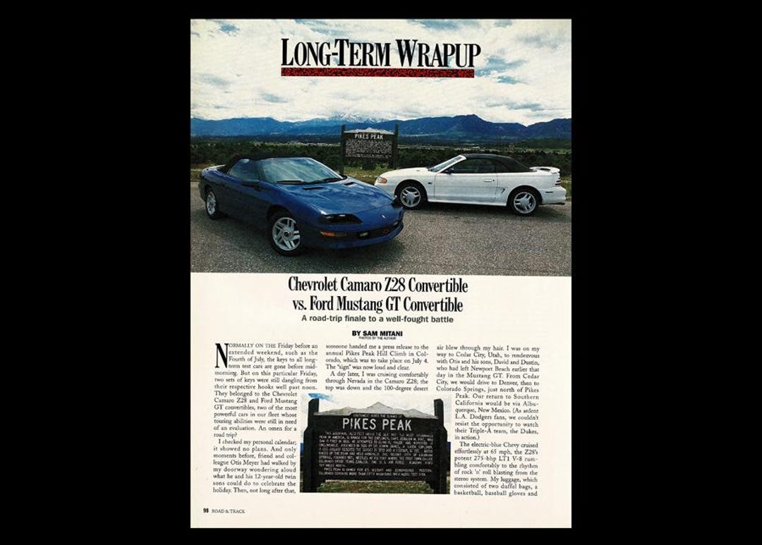 1995 Chevy Camaro Z28 Vs. Ford Mustang GT Original Magazine "long Term ...