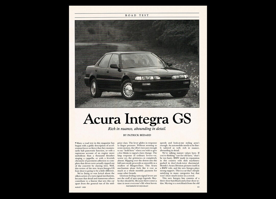 1989 Acura Integra Original Magazine Road Test - Etsy