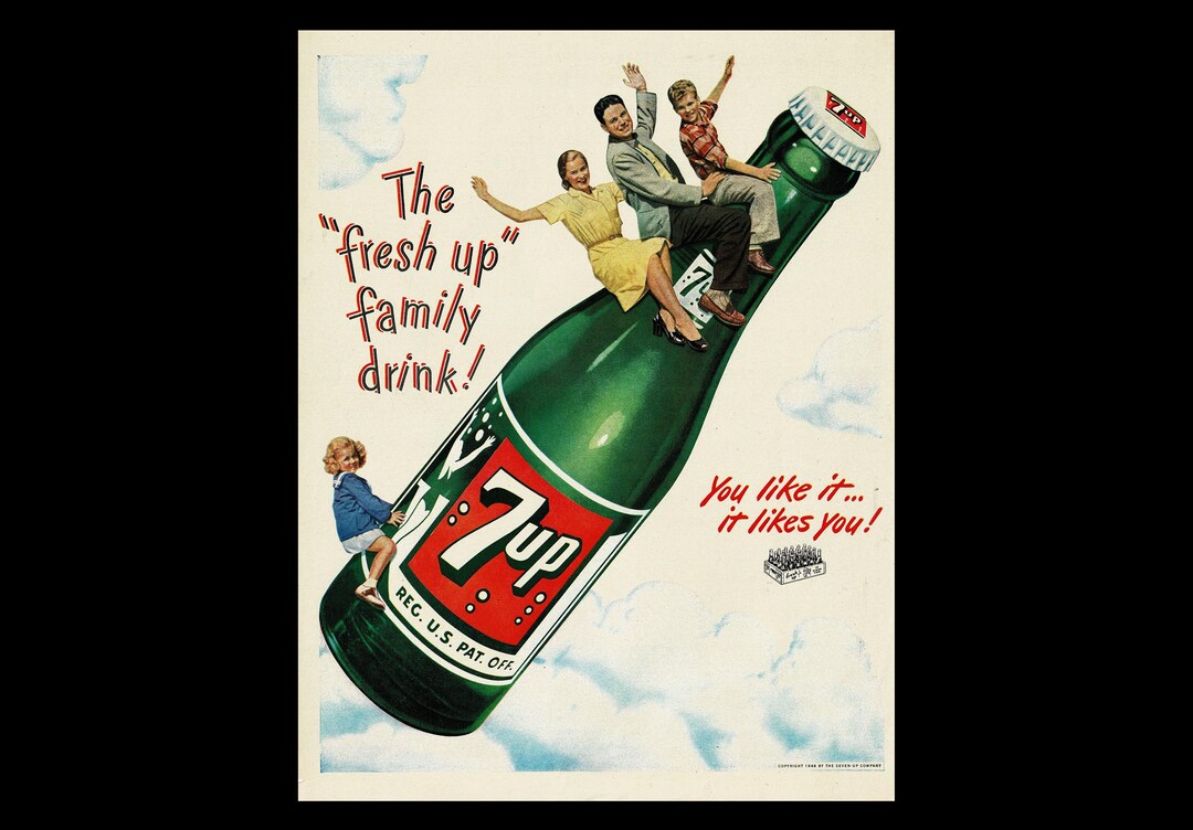 1948 7up Soda Original Vintage Magazine Ad - "the Fresh up Family Drink ...