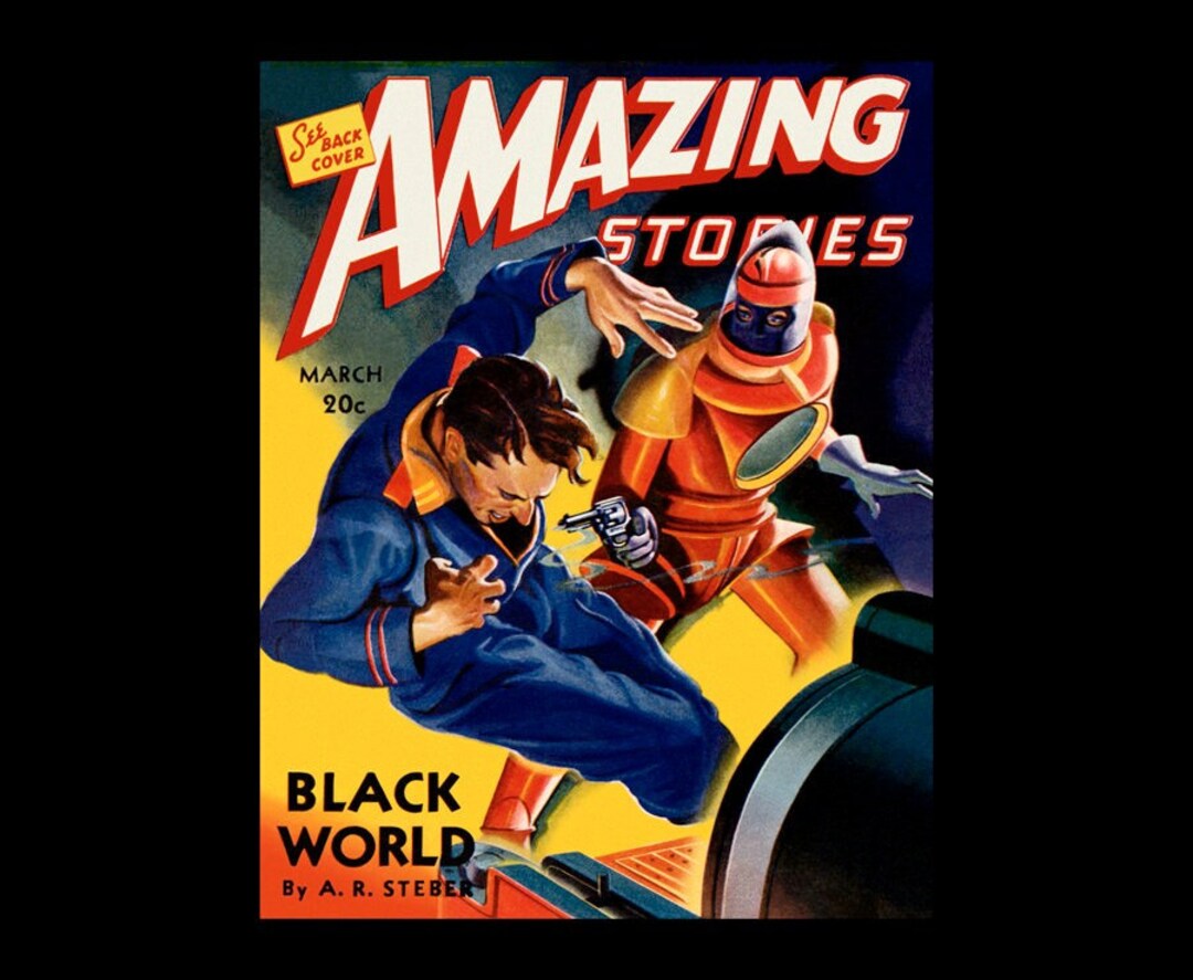 1940s Amazing Stories Science Fiction Pulp Magazine Cover Poster Print