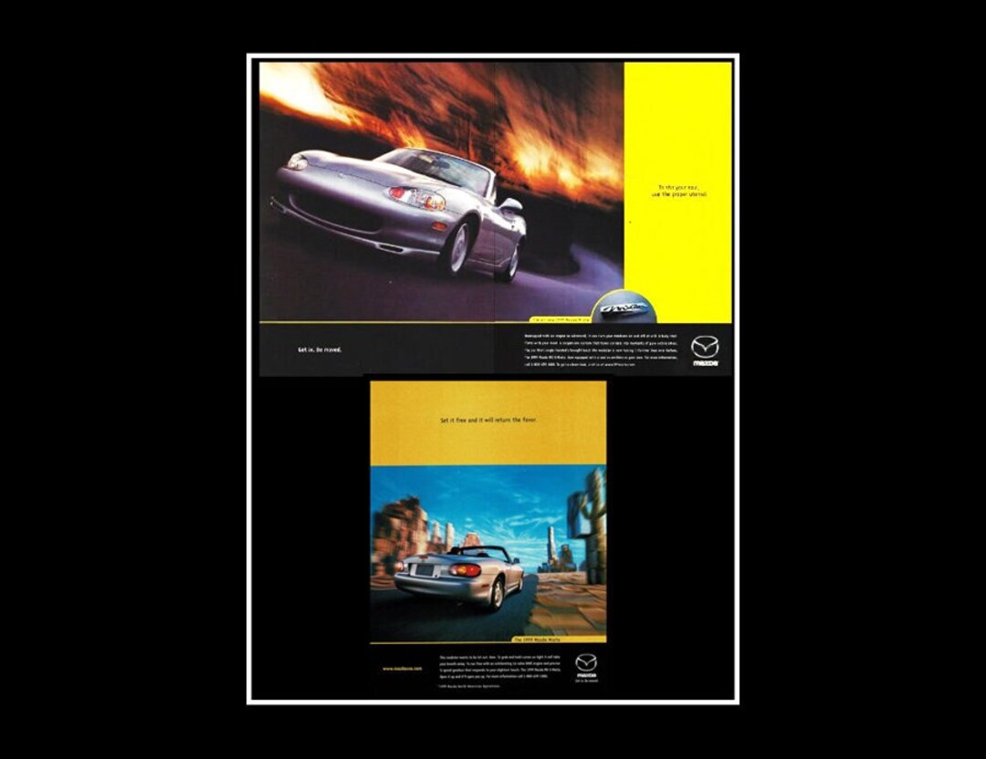 Two 1999 Mazda Miata Original Magazine Ads One Time Only Special Reg. 7 ...