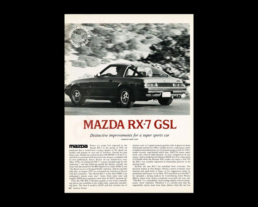 1981 Mazda RX7 Original Magazine Road Test - Etsy