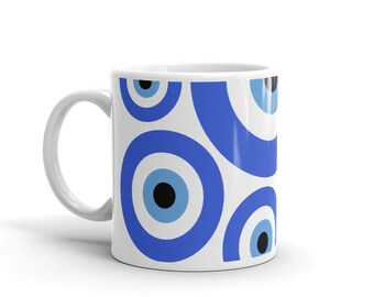 Greek Evil Eye Mug / Turkish Nazar Amulet Mug / Greece Mykonos | Etsy