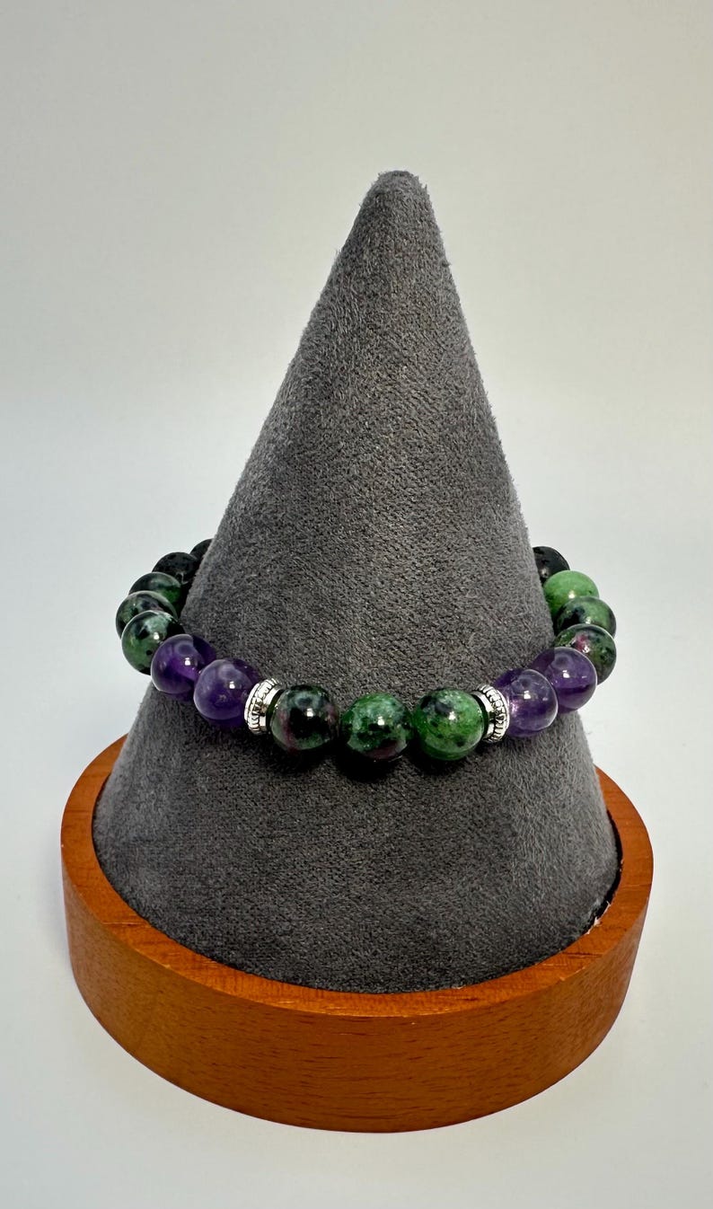 Recovery Journey Bracelet Amethyst Ruby Zoisite Genuine Gemstone Beaded ...