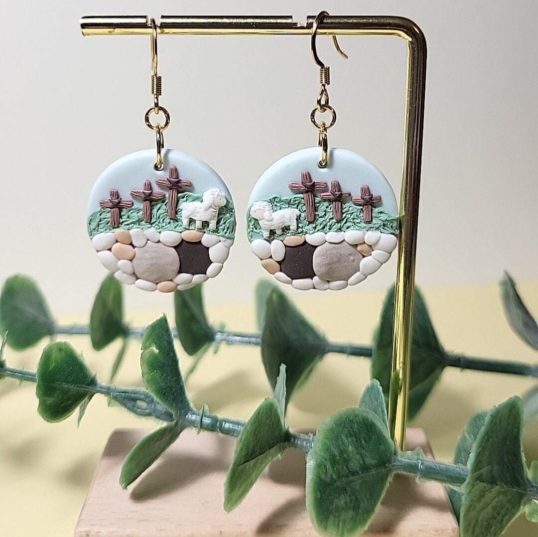 Resurrection of Jesus Earrings, Easter Earrings, Empty Tomb Scene ...