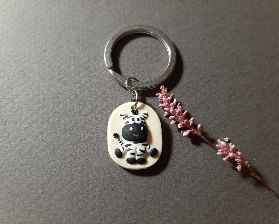 Cute Zebra Keychain, Handmade Polymer Clay Jewelry - Etsy