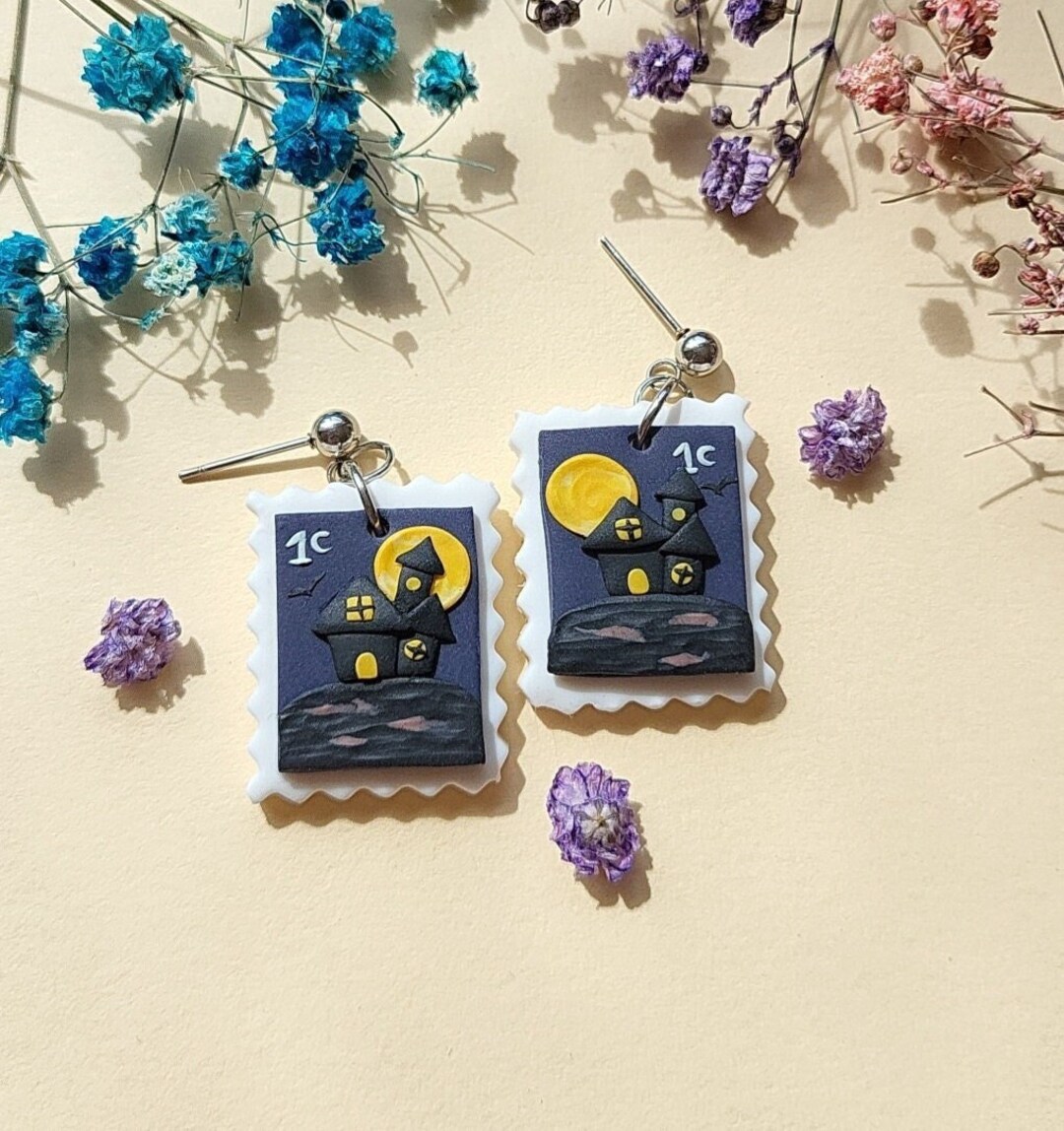 Haunted House Earrings • Halloween Castle Earrings • Spooky Jewelry ...