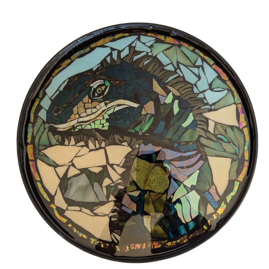 Iguana Stained Glass Mosaic Table – Versatile Side Table, Serving Tray, and Wall Art - Etsy