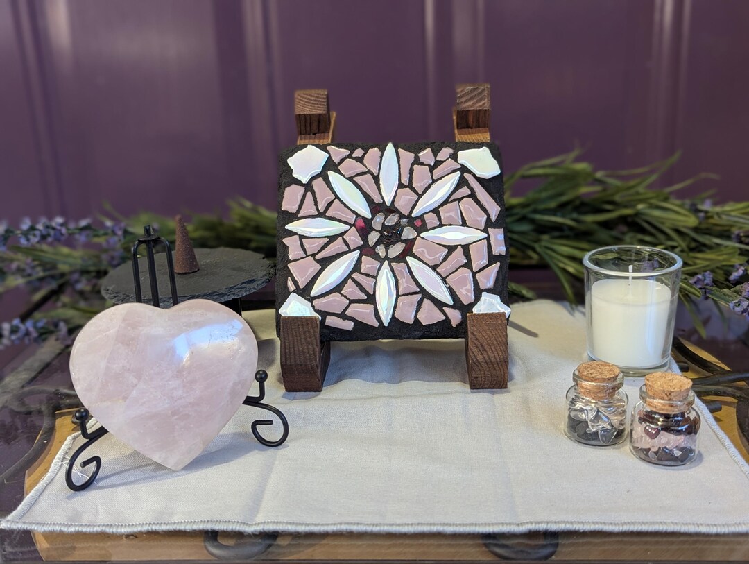 Devotion Altar Kit – Handmade Mosaic Sigil With Rose Quartz & Garnet ...