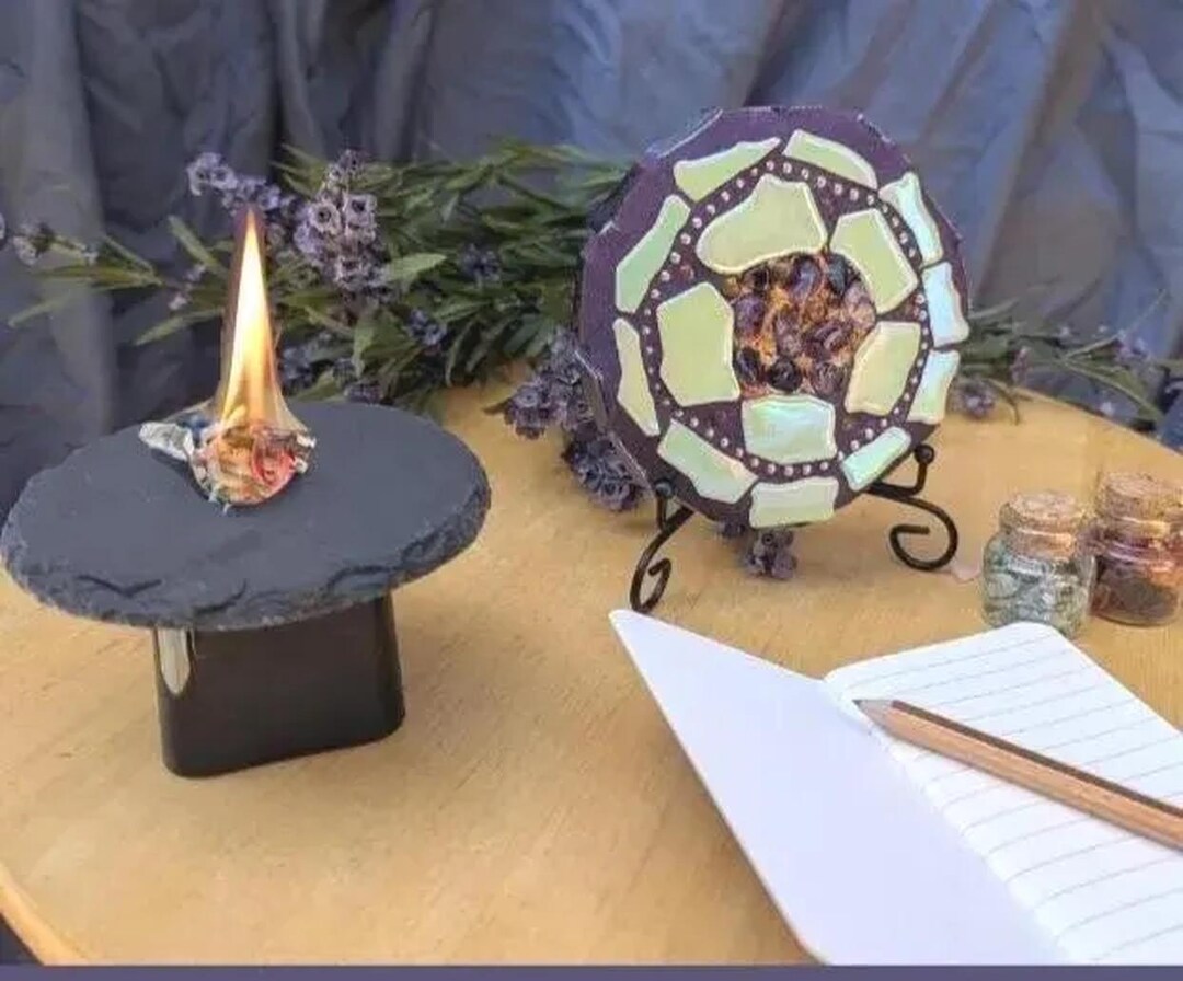 Fire Ceremony Ritual Kit: Mosaic Sigil, Crystals, Slate Base - Etsy