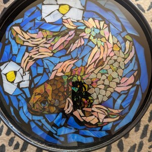 Koi Fish Stained Glass Mosaic Table – Versatile Side Table, Serving ...