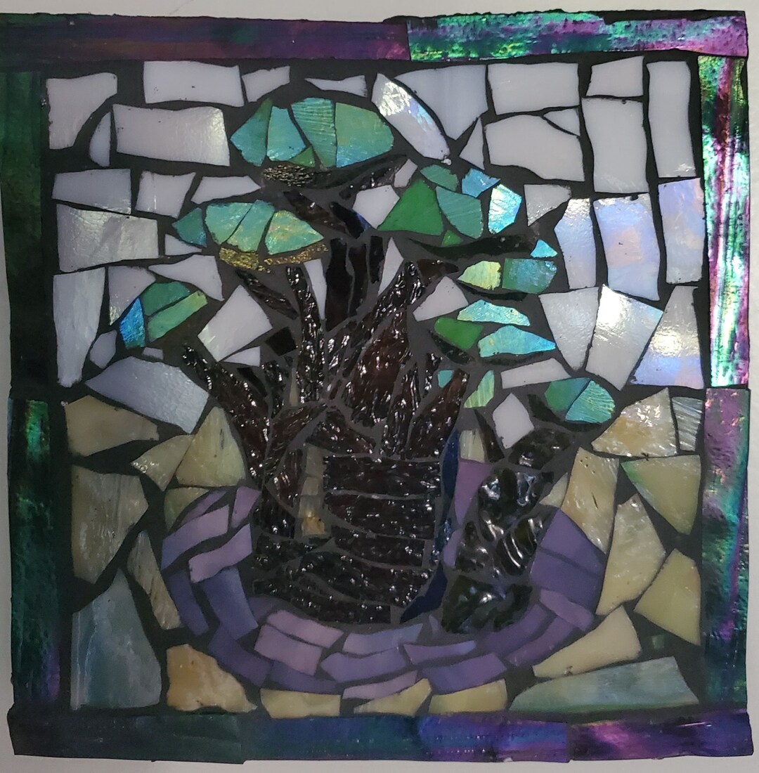 Stained Glass Mosaic Flower Tree Wall Art Trivet - Etsy